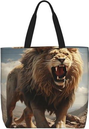 Generic Lion 3D Sac A Main Femmes L&eacute;ger Tote Bag D&eacute;contract&eacute; Sac Courses Pour Travail Shopping Quotidienne