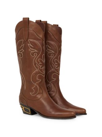 Etro Pointed-Toe Leather Boot - Brown