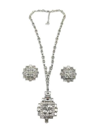 Dior ensemble collier-boucles doreilles Art Deco (ann&eacute;es 1970) - Argent