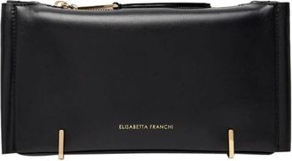 Elisabetta Franchi Femme, Sacs, Noir, Taille: ONE Size Pochette Rectangulaire en Cuir Lisse