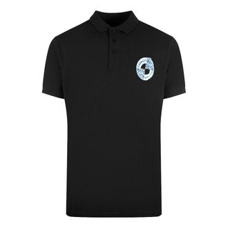 Cavalli Circle Logo Schwarzes Poloshirt