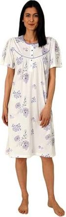 Normann Chemise de nuit &agrave; manches courtes pour femme au design classique f&eacute;minin avec boutonni&egrave;re au niveau du cou, lilas, 50-50