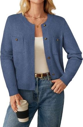 Grace Karin Cardigans pour Femme &agrave; Manches Longues avec Boutons en Tricot L&eacute;ger pour Bureau et Soir&eacute;e avec Poches, S