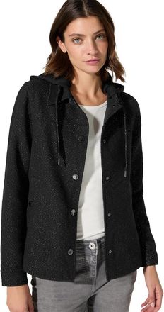 Cecil Damen B212372 Fake Wool Overshirt W. Hoody, Schwarz, XL EU