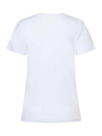 More & More Kurzarmshirt stretchiges V-Neck- Shirt, Schriftstickerei