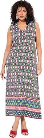 Ulla Popken Femme Grandes Tailles Robe Maxi sans Manches. Décolleté V, Poches. Coupe évasée Vert Gazon 54+ 838846420-54+