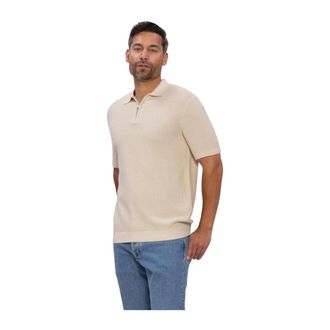 Selected Slhcran SS Knit Structure Zip Polo Noos - - Tops - Herren - Beige - XL