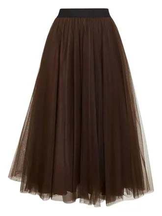 Blanca Vita jupe en tulle à taille élastiquée - Marron