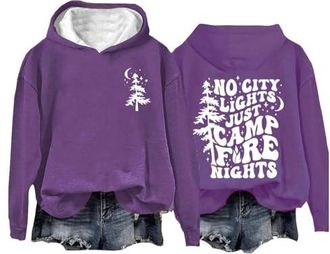 Generic Veste &agrave; capuche tendance pour femme - Pull chic pour femme - Pull &agrave; capuche No Just Camp Fire Nights - Sweat &agrave; capuche long avec fermeture &eacute;clair, vio