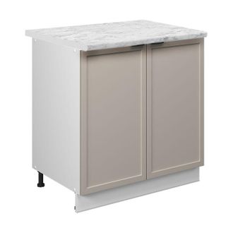 Vicco Sp&uuml;lenunterschrank Fame-Line, GrauBeige, 80 cm mit Regal, ap Marmor