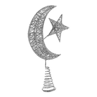 Cabilock Weihnachtsbaumspitze Stern Schneeflockendekorationen Halbmond Weihnachtsschmuck Sternschmuck Baumstern Schillernde Schneemannspitzen Weihnachtsbaumspi