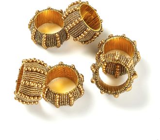 Penguin Home Serviettenringe mit Perlen im Blumenstil, Perlen auf Eisengitter, Rosa und Koralle, Serviettenhalter f&uuml;r Esszimmer, Hochzeit, Party, Tischdekoration, 