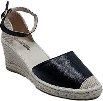 Primtex Espadrilles femme à Talon compensé - Sandales été en toile et corde à bride cheville