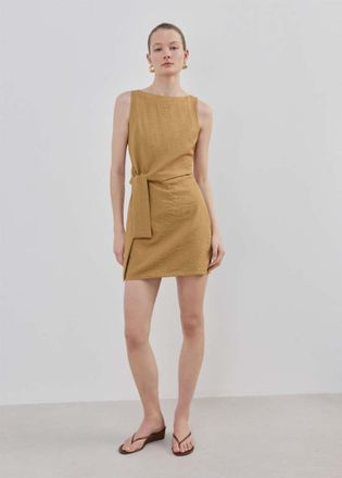 Mango Kurzes Kleid mit Schleife mittelbraun - Damen - 2XL - MANGO