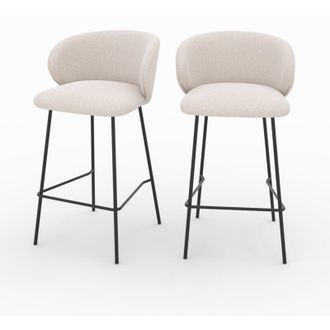 Rendez-Vous D&eacute;co Lot de 2 chaises pour &icirc;lot central en tissu beige 68 cm - VICTORIA