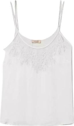 Twinset Femme, Tops, Blanc, Taille: 40 FR Top en raso ricamo