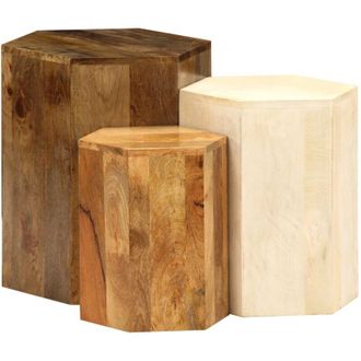 vidaXL Vidaxl - Ensemble de table basse 3 pcs Bois de manguier massif