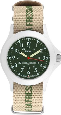 Ines De La Fressange unisex, Accessoires, Vert, Taille: ONE Size Montre Solar Field Sand