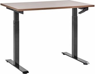 Beliani Schreibtisch Braun & Schwarz Melamin 120x72cm Manuell H&ouml;henverstellbar Rechteckig mit Kurbel Metallgestell B&uuml;ro Steh-Sitz-Tisch Stehtisch