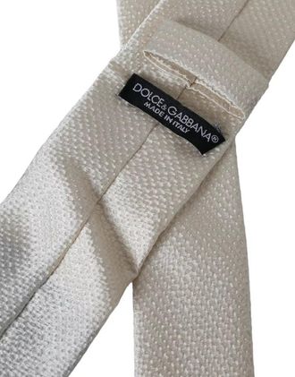 Dolce & Gabbana Off White Silk Adjustable Necktie Men Tie