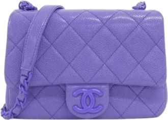 Chanel Sac d&eacute;paule doccasion en cuir caviar - Femme - Pre-owned - Violet - Taille: ONE Size