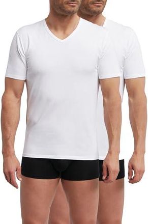 Dim T-Shirt Homme Thermorégulateur en Coton Col V DIM Sport x2, Blanc, XL