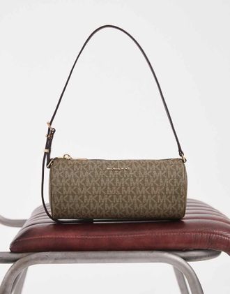 Michael Kors Izzy - Petit sac bandouli&eacute; barrel &agrave; monogramme - Vert loden