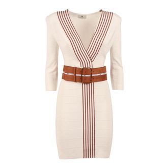 Elisabetta Franchi Strickkleid mit Streifen - - Dresses - Damen - Wei&szlig; - M