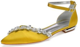 Generic Chaussures Mari&eacute;e Plates Confortable Femme Confortable Plates Mariage Chaussures Plate Mariee Robe 2Cm,Jaune,40 EU