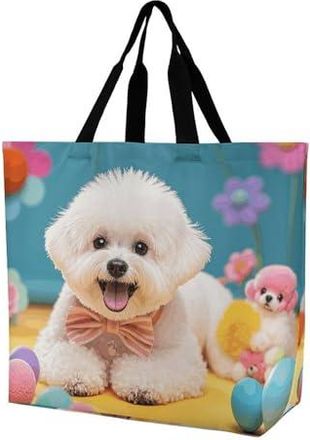 Generic Bichon Fris&eacute; Mignon Sac Fourre-Tout Imperm&eacute;able Tote Bag L&eacute;ger Sac A Main Femmes Pour Travail Gym Shopping