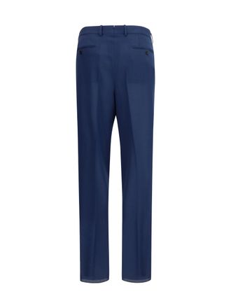 Tom Ford Mens Pleated Pants Prussian Blue Wool Ovis Aries Trousers