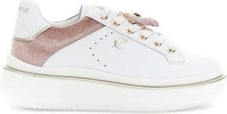 Cafènoir Baskets À Lacets en Cuir Recouvert dun Empiècement en Velours, pour Femme, Couleur Blanc, Taille 38