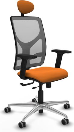 Piqueras y Crespo B&uuml;rostuhl mit 2D-Armlehnen, h&ouml;henverstellbare Lendenwirbelst&uuml;tze und festes Kopfteil, ausgestattet mit Syncro/Traslack und Schneideschaum, Grau/Orange