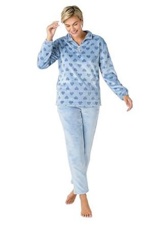 Damart Pyjama Thermique Thermolactyl en Maille Polaire Emboss&eacute;e Femme Bleu Taille 50-52 (XL)