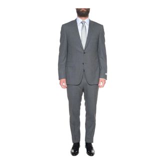 Canali Tonaler Druck Wollanzug mit 2 Kn&ouml;pfen - - Suits - Herren - Grau - L
