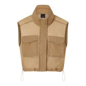 Pinko Pinko, Femme, Vestes, Beige, Taille: 40 FR Gilet Fisarmonica Ripstop