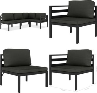 vidaXL 4-tlg. Garten-Lounge-Set mit Kissen Aluminium Anthrazit - Gartensorgsessel - Loungesessel - Aluminium M&ouml;bel - Outdoor Furniture - Rattan Sessel