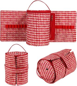 Generic Fashine Leere Kleine Garn Aufbewahrungstasche Tragbare Gestrickte Wolltaschen Faltbare Cerchet Haken for N&auml;hwerkzeuge Zubeh&ouml;r Geschenk(Empty Bag-Red)