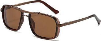 Generic Lunettes de soleil vintage punk pour hommes femmes mode luxe UV400, Marron marron, Taille unique