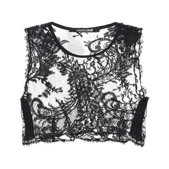 Roberto Cavalli Besticktes Top - - Tops - Damen - Schwarzk - XS