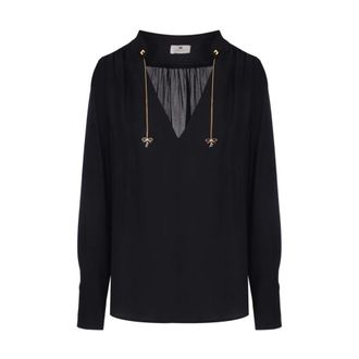 Elisabetta Franchi Schwarzes Viskose-Top - - Blouses & Shirts - Damen - Schwarzk - L