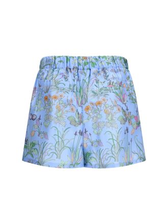 Gucci Womens Printed Silk Twill Shorts Azure-Ivory-Mc Bermuda Azure/ivory/mc