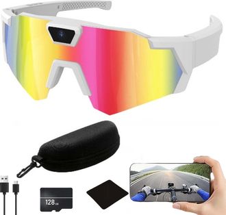 Generic Hd-baseballbrille, Intelligente Videoaufzeichnungsbrille mit Kamera, 128 Gb Speicher, f&uuml;r Sport whiteA