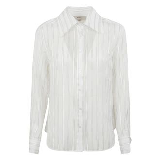 Remain Femme, Blouses et Chemises, Blanc, Taille: 38 FR Chemise Blanche à Rayures Verticales