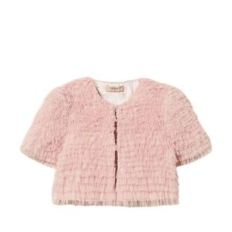 Twinset Cropped T&uuml;ll-R&uuml;schenjacke - - Jackets - Damen - Rosa - L