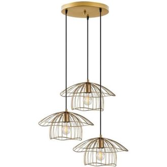 Vente-Unique Lustre filaire en métal doré - 3 abat-jours - H. 110 x L. 68 cm - LOREVI