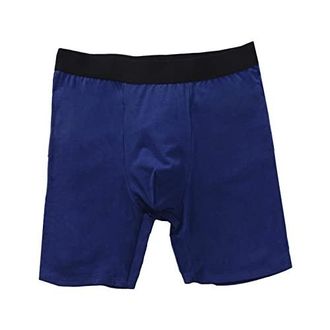 Generic Boxer long pour homme - En coton - Taille haute - Blanc - Long - Couleur unie - Pour No&euml;l, bleu, XXL taille courte