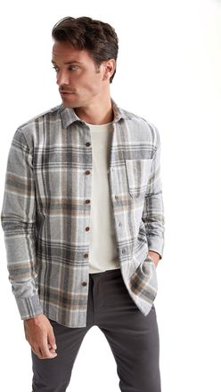 DeFacto Herren Langarm Shirt Langarm Hemden für Herren LT.Grey,XXL