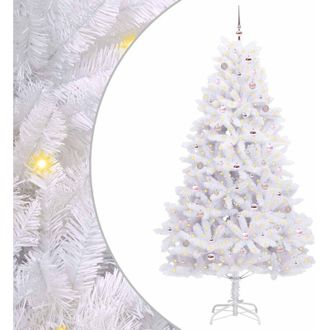vidaXL K&uuml;nstlicher klappbarer Weihnachtsbaum Wei&szlig; 240 cm PVC und Stahl vidaXL