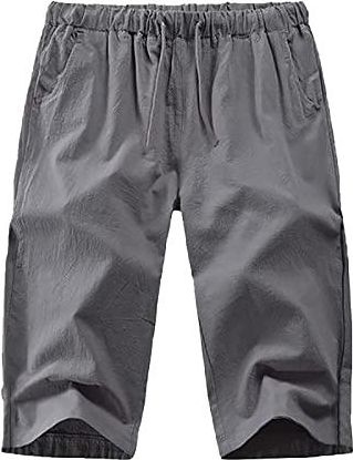 Generic Pantalon en coton et lin pour homme - Pantalon baggy sarouel - Pantalon de yoga et de plage - Pantalon l&eacute;ger, gris, XXL